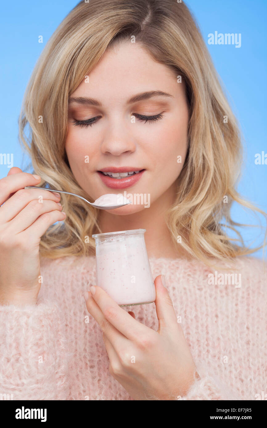 Woman yogurt one person hi-res stock photography and images - Alamy