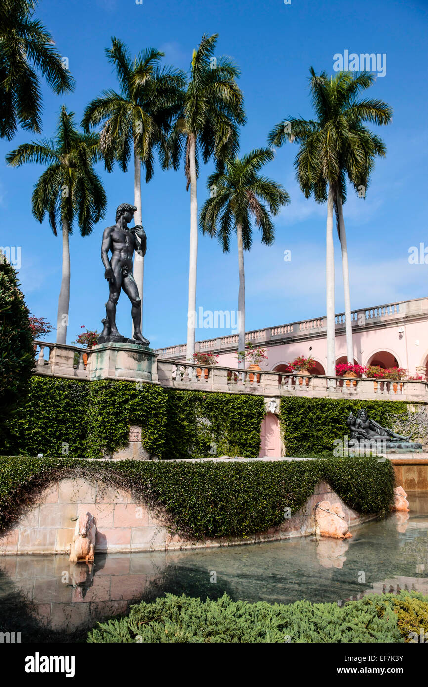 Palm trees overlooking the statue of David in the Ringling Art Museum ...