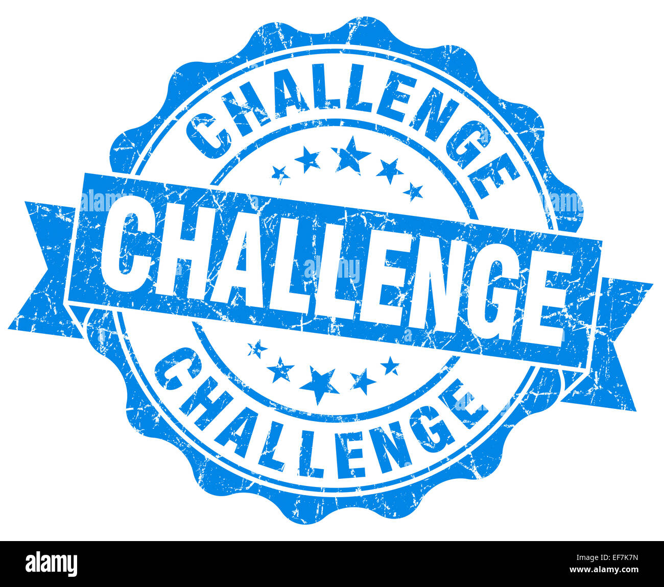 challenge blue grunge seal isolated on white Stock Photo - Alamy
