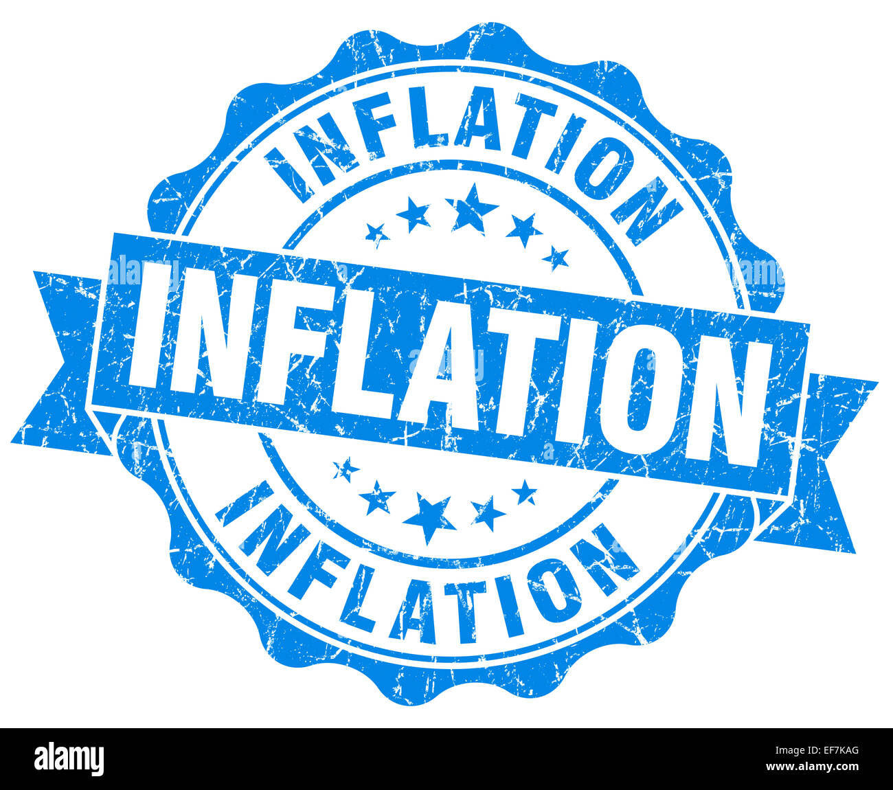 inflation blue grunge seal isolated on white Stock Photo - Alamy