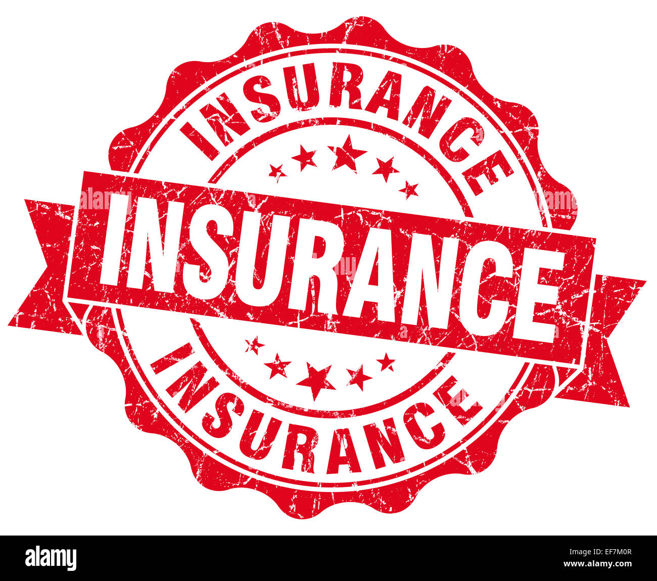 insurance red grunge seal isolated on white Stock Photo - Alamy