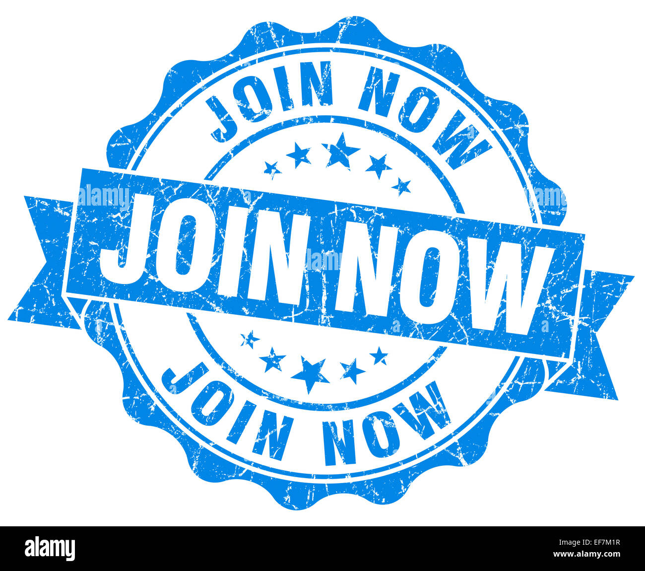 join now blue grunge seal isolated on white Stock Photo - Alamy