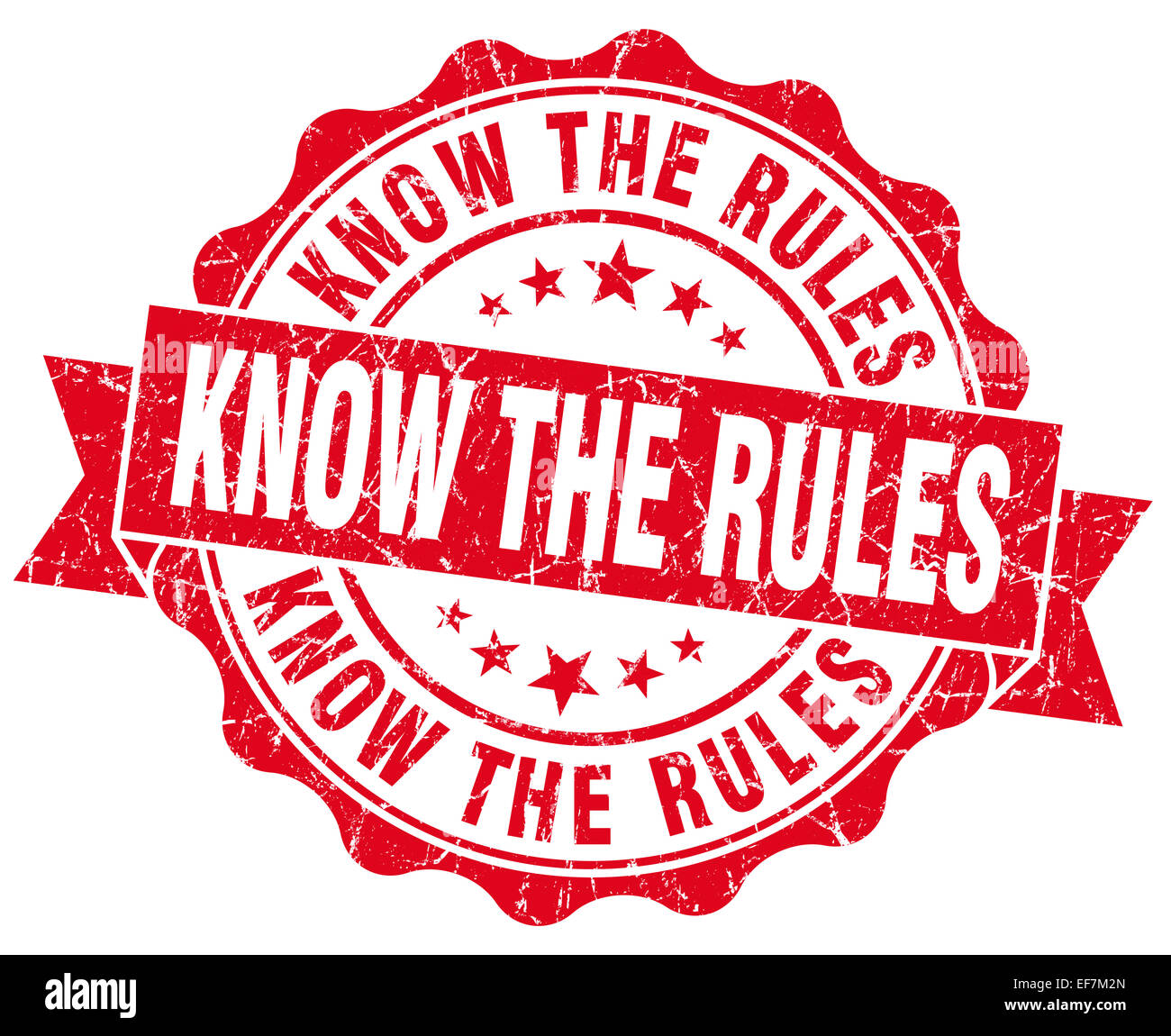 know the rules! red grunge seal isolated on white Stock Photo - Alamy