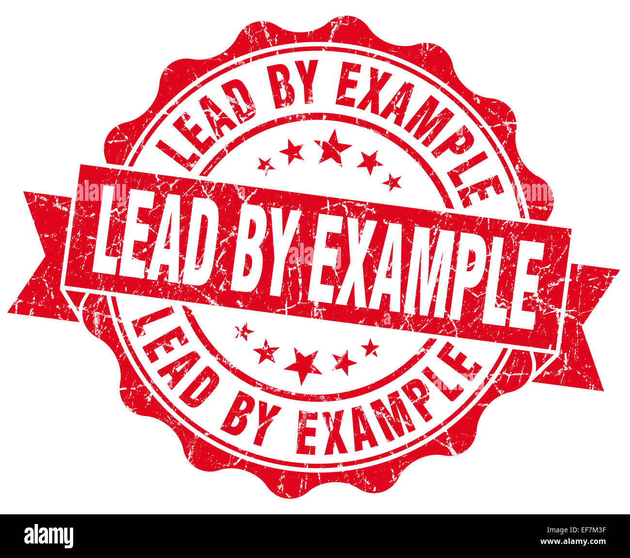 lead by example red grunge seal isolated on white Stock Photo - Alamy