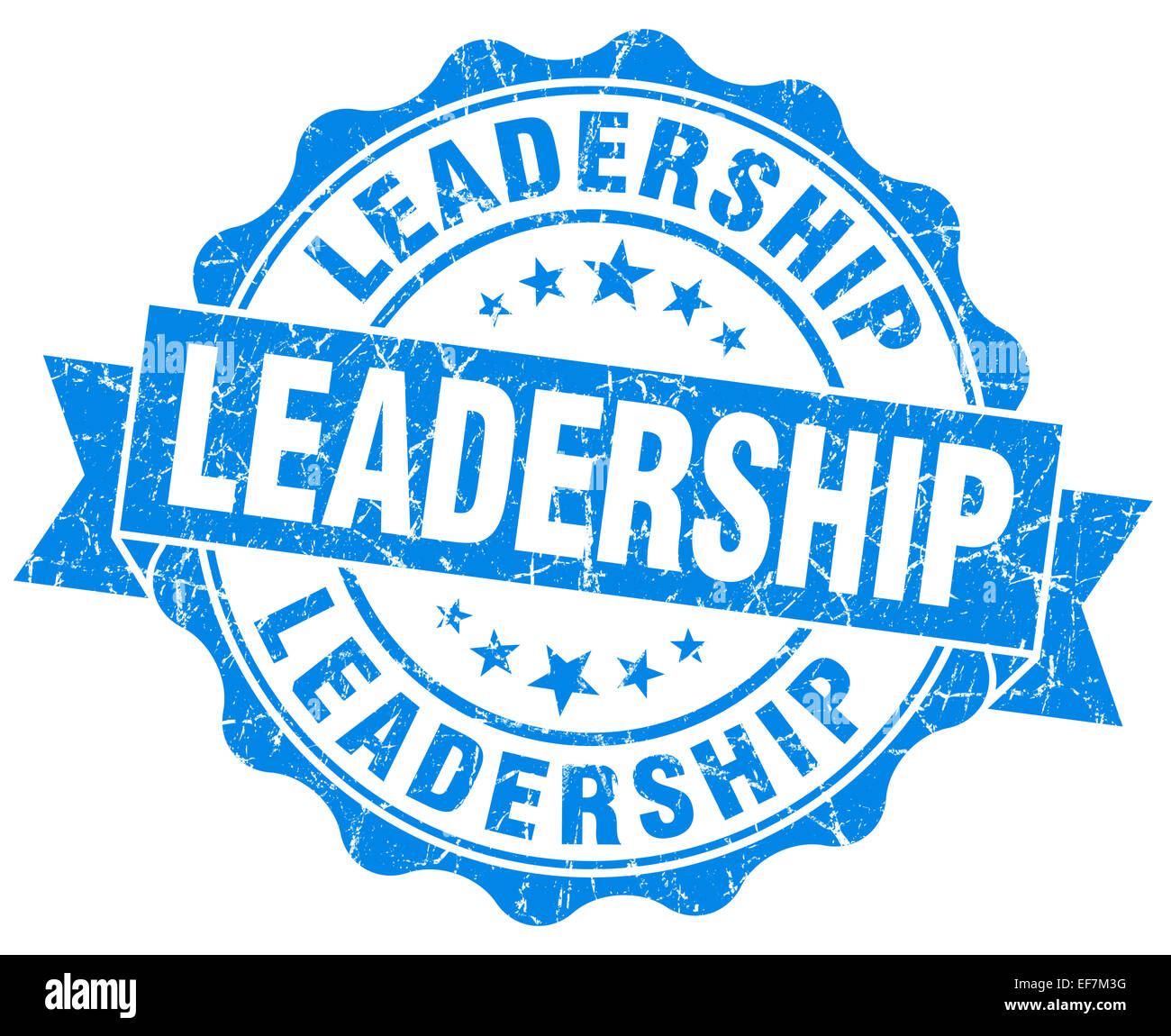 leadership blue grunge seal isolated on white Stock Photo - Alamy