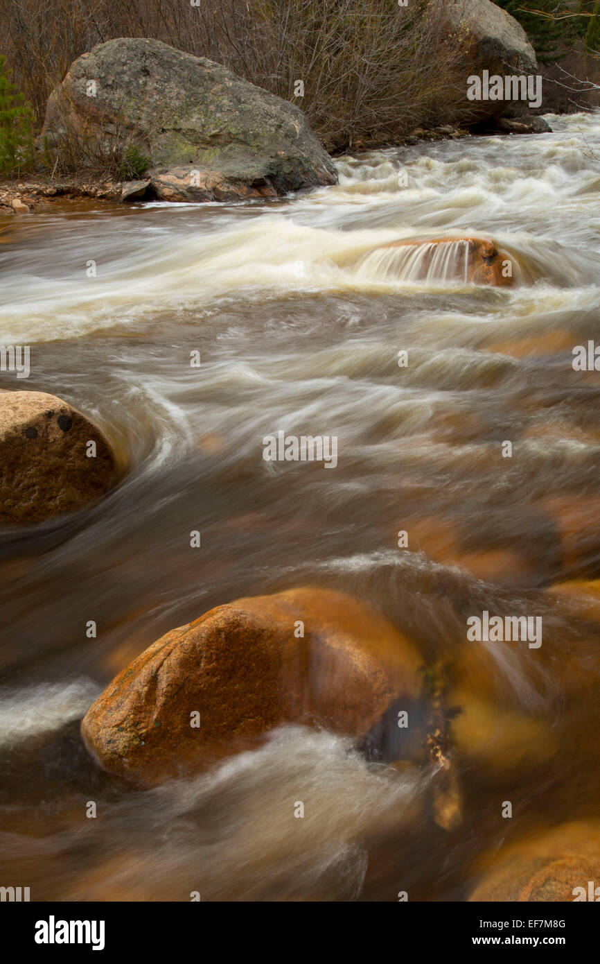 Big Thompson River along Fern Lake Trail, Rocky Mountain National Park ...