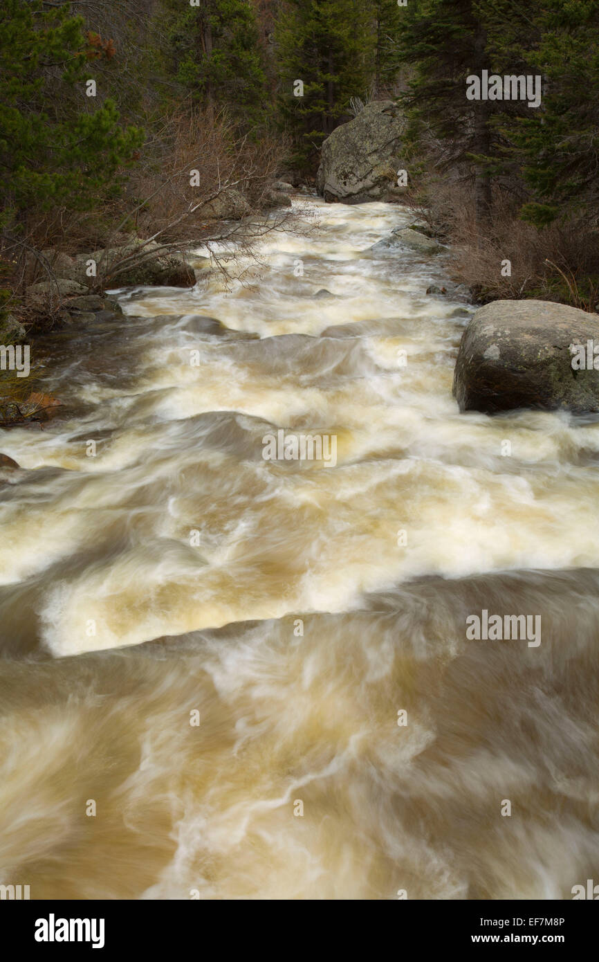 Big Thompson River along Fern Lake Trail, Rocky Mountain National Park ...