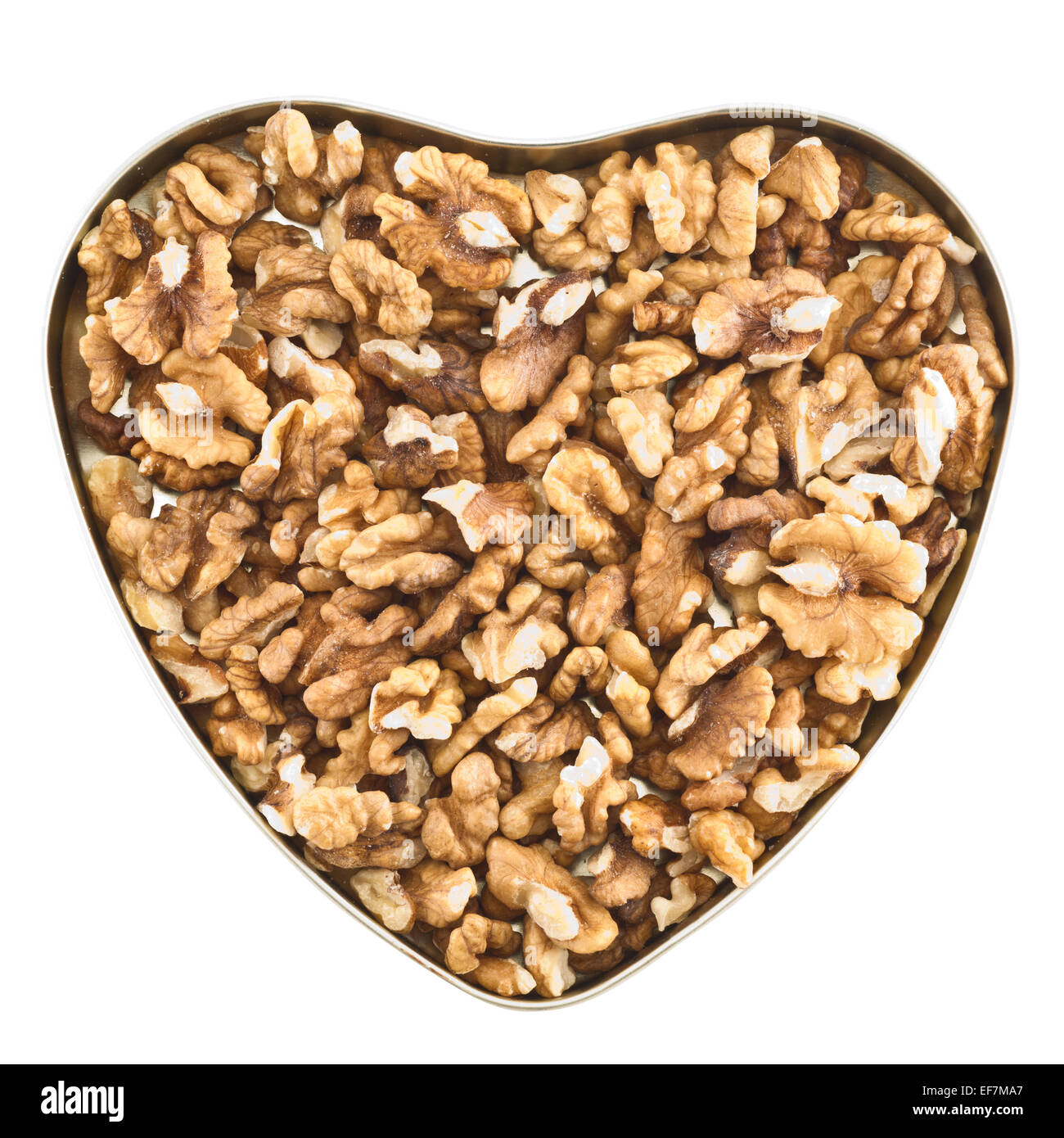 Heart shaped box full of walnuts Stock Photo - Alamy