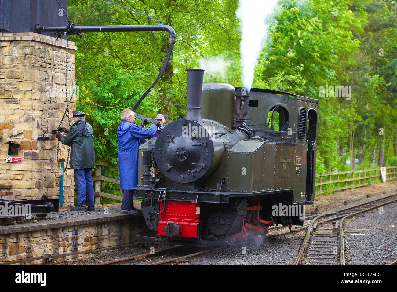 Steam locomotive “Thomas Edmondson” taking on water at Alston Station ...