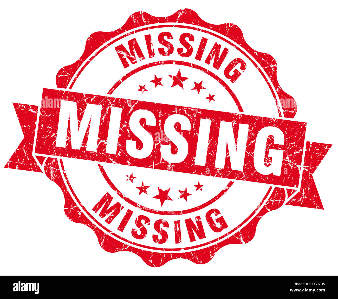 missing red grunge seal isolated on white Stock Photo - Alamy