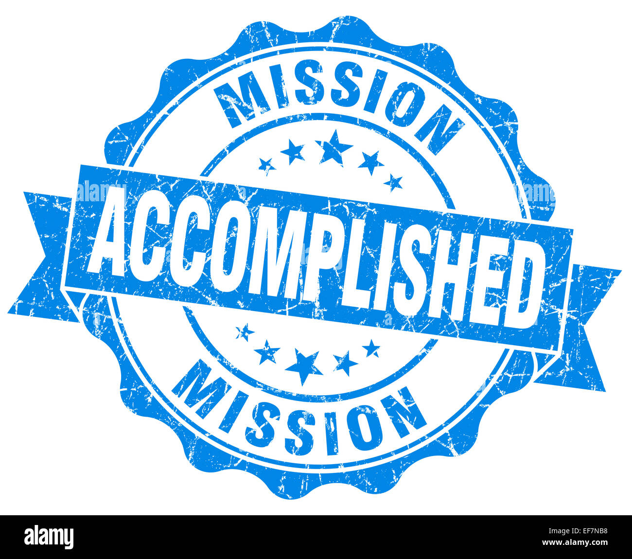 mission accomplished blue grunge seal isolated on white Stock Photo - Alamy