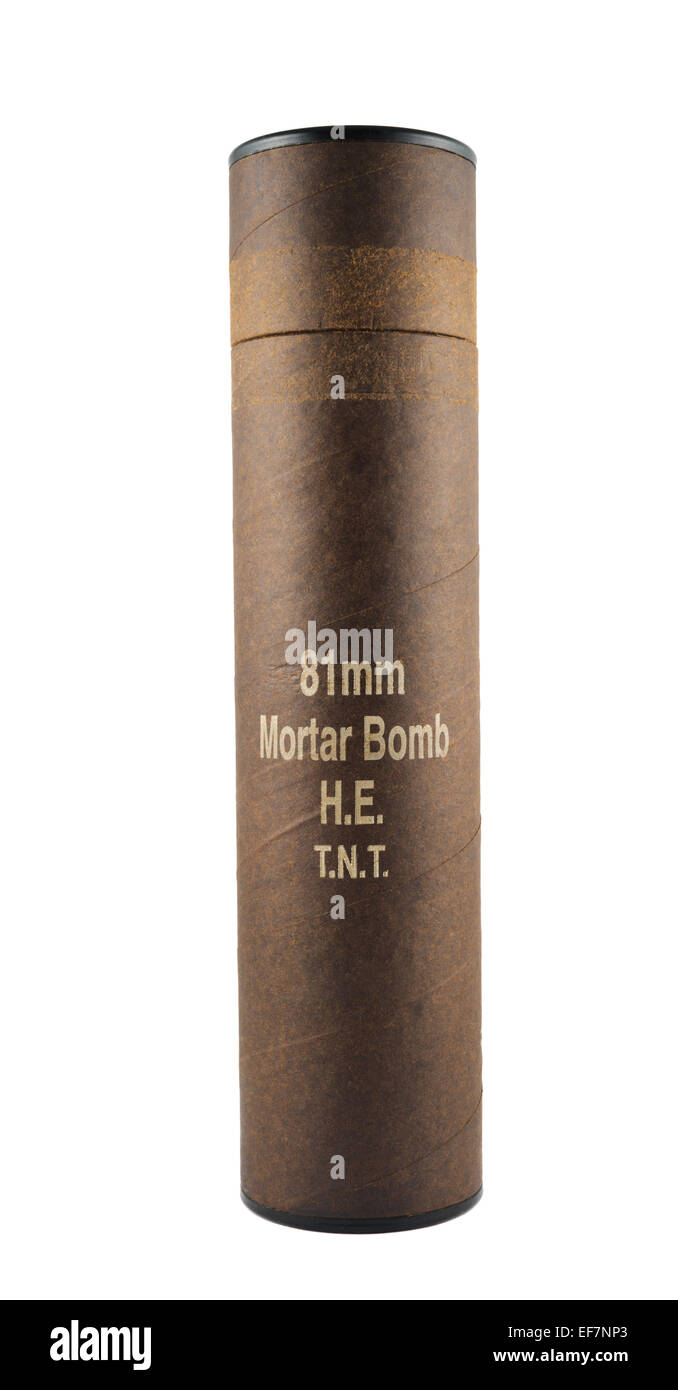 Mortar bomb tube container isolated Stock Photo - Alamy