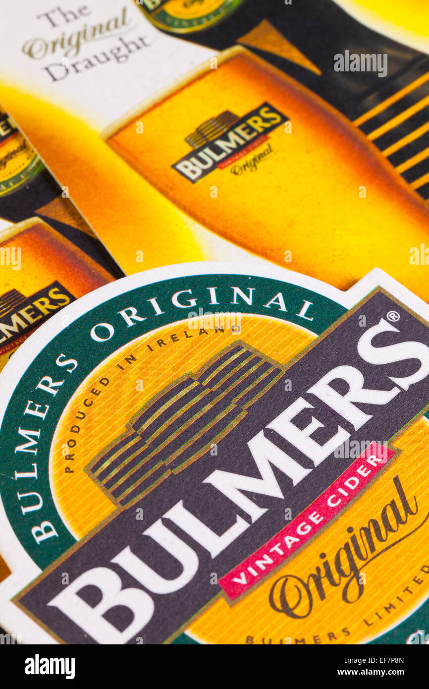 ENGLAND,LONDON - November 11, 2014: Beermats from Bulmers Cider.Bulmers ...