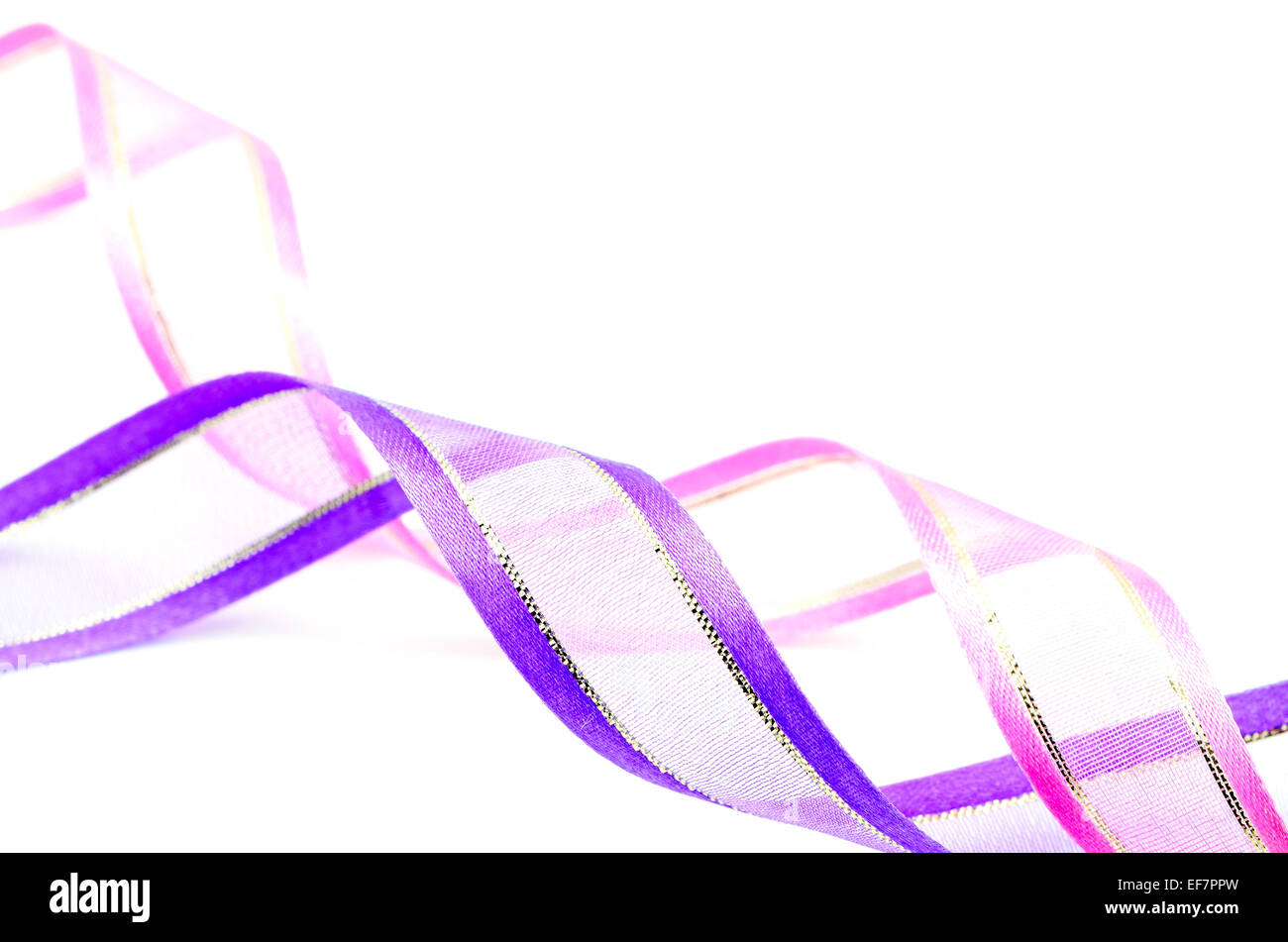 Beautiful pink and purple gift ribbon on a white background Stock Photo ...