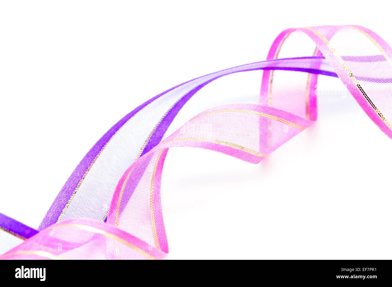 Beautiful pink and purple gift ribbon on a white background Stock Photo ...
