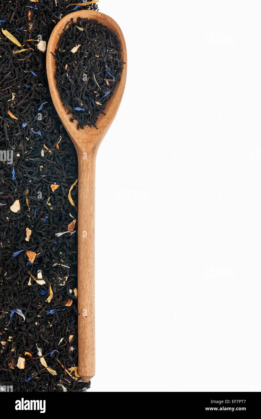 Spoon with black tea,Isolated on white background Stock Photo - Alamy