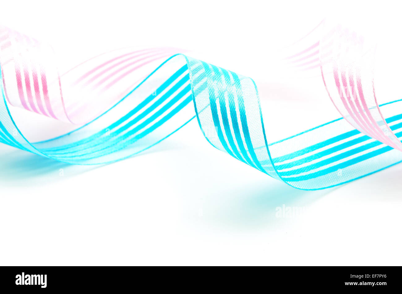 Beautiful blue and pink gift ribbon on a white background Stock Photo ...