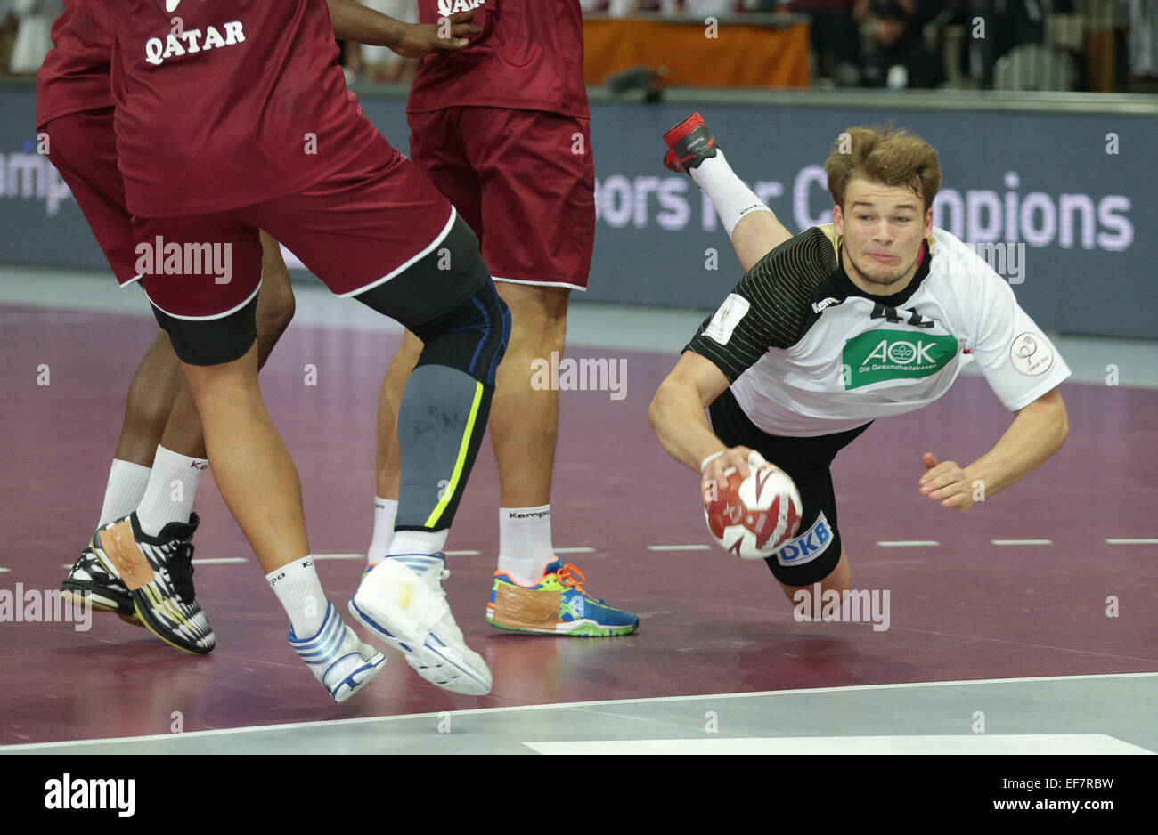 Germany's Paul Drux (R) in action during the men's Handball World ...