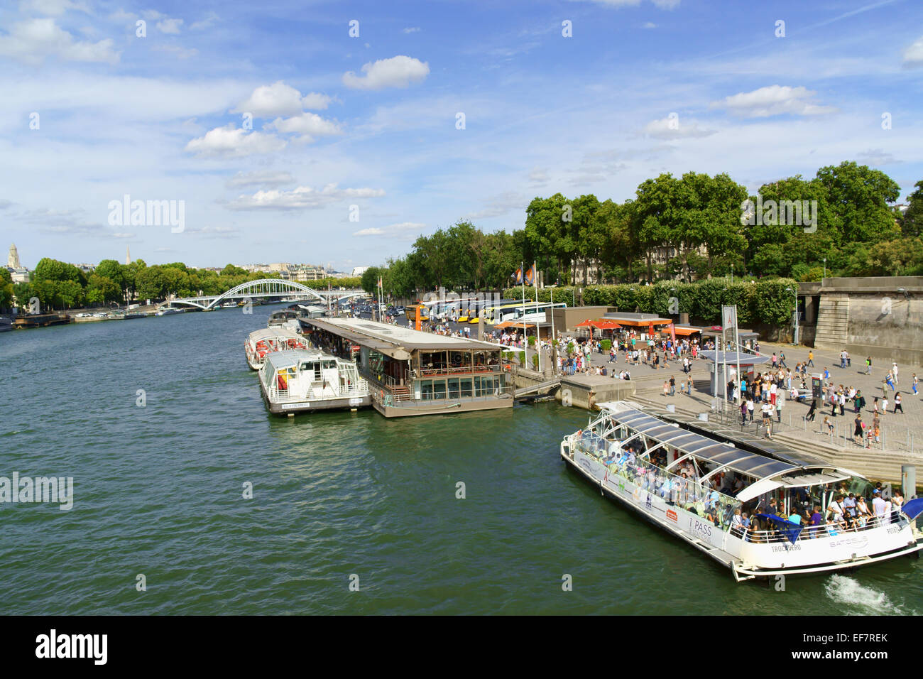 Paris, France - August 17, 2013: touristic boats called "bateaux ...