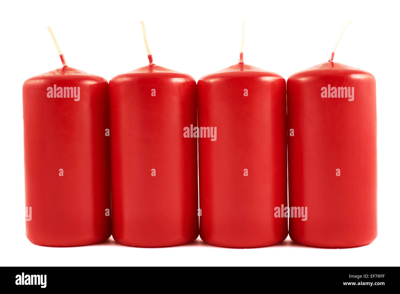Red wax candle composition isolated Stock Photo - Alamy