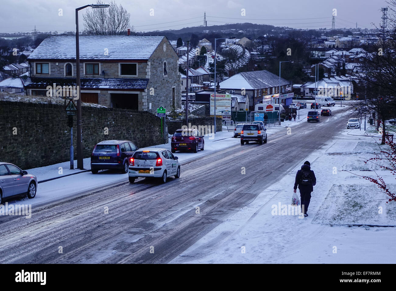Beacon road, winter, Snow and ice in Bradford, West Yorkshire Stock ...