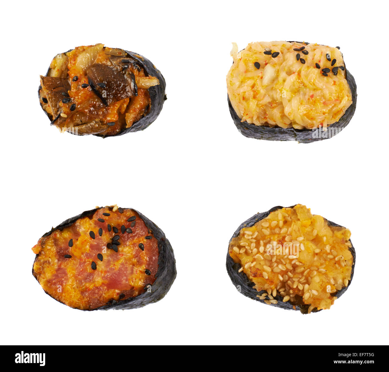 Sushi top view isolated Stock Photo - Alamy