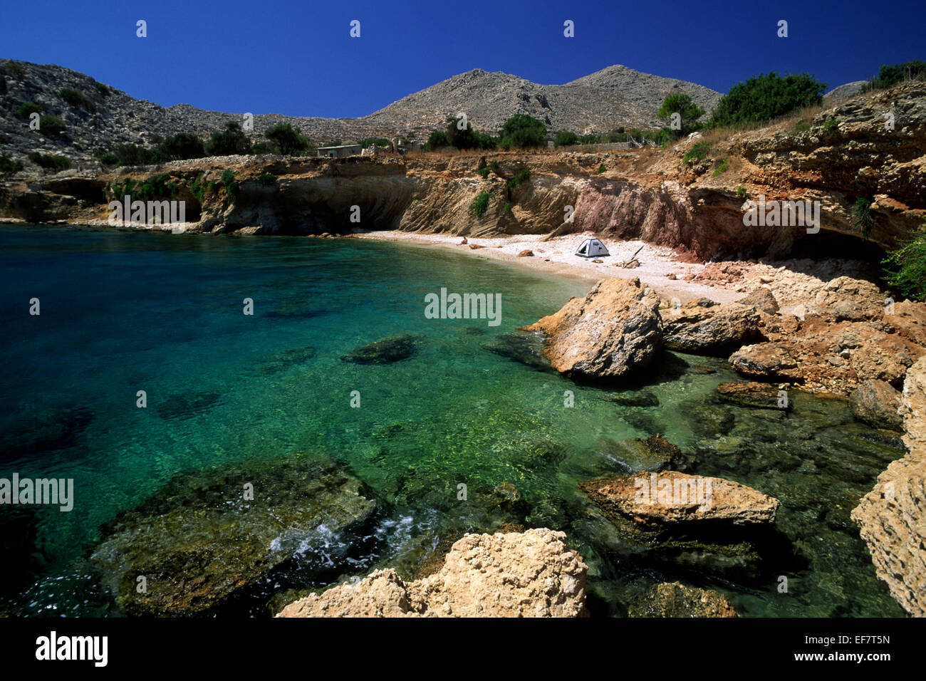 Greece, Dodecanese Islands, Halki island, Pondamos beach Stock Photo ...