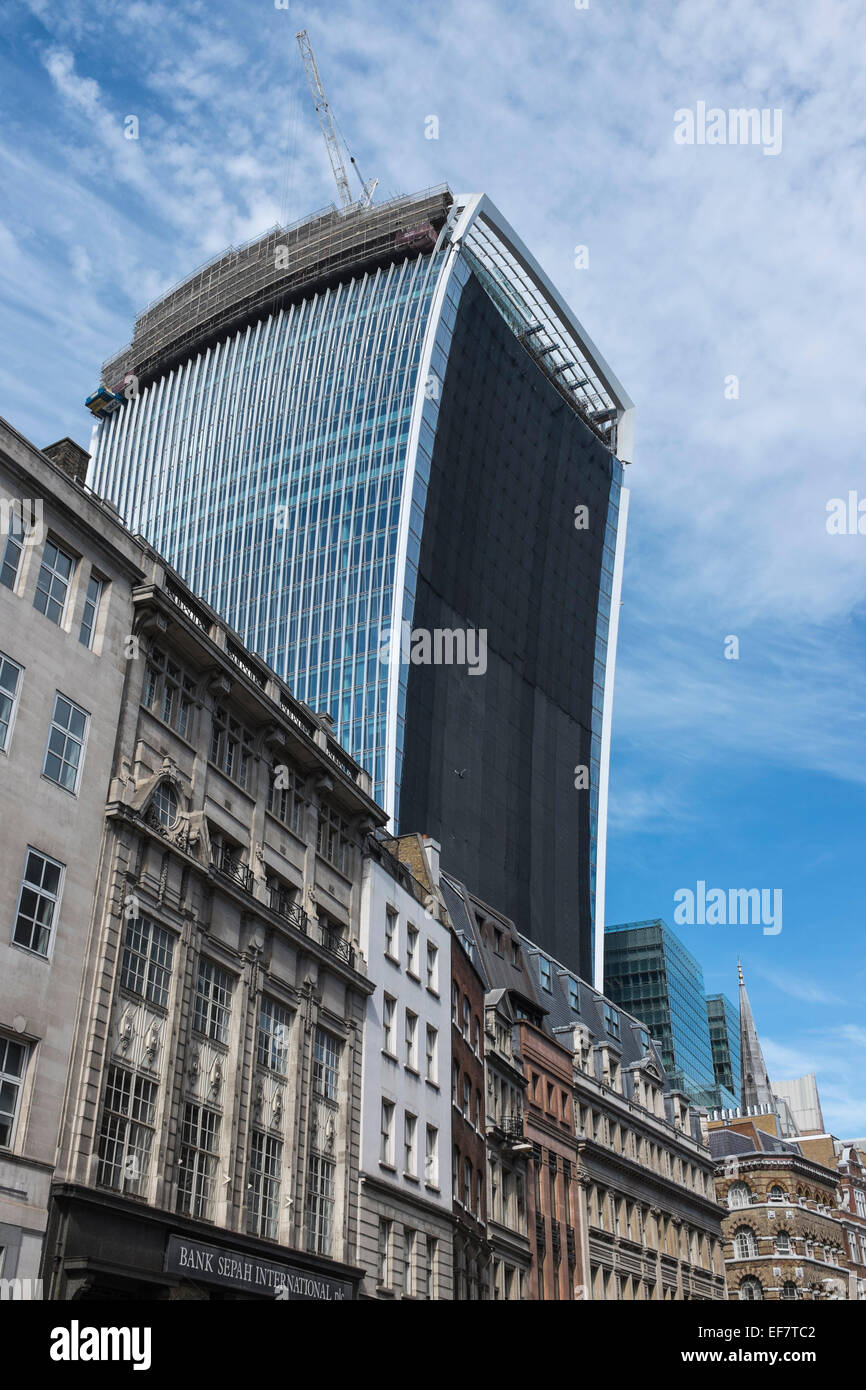 Skyline of buildings in the financial City of London at Eastcheap ...