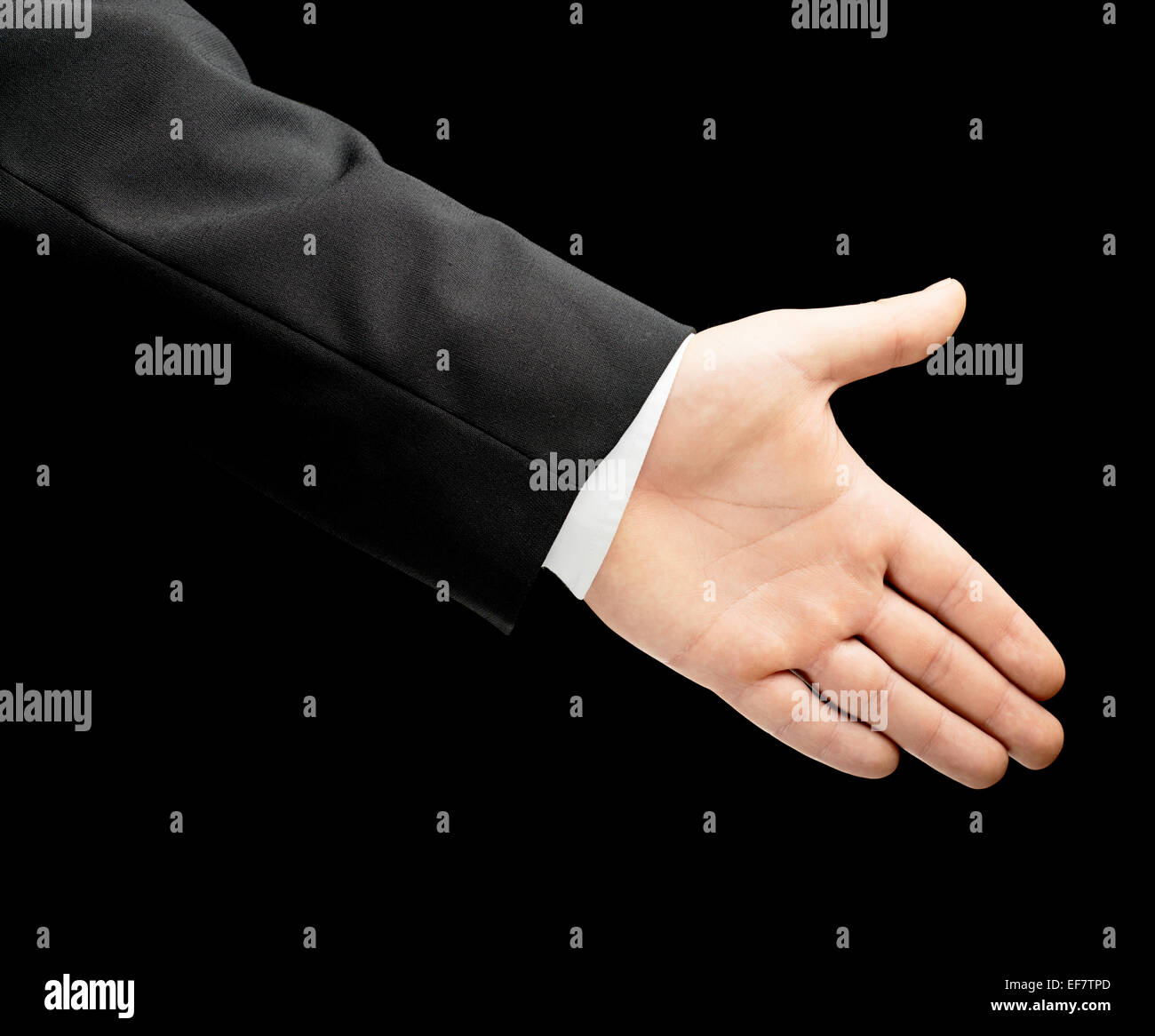 Caucasian male hand in a business suit isolated Stock Photo - Alamy