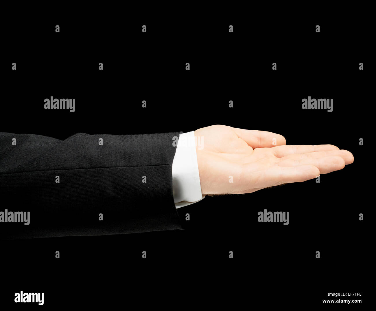 Caucasian male hand in a business suit isolated Stock Photo - Alamy