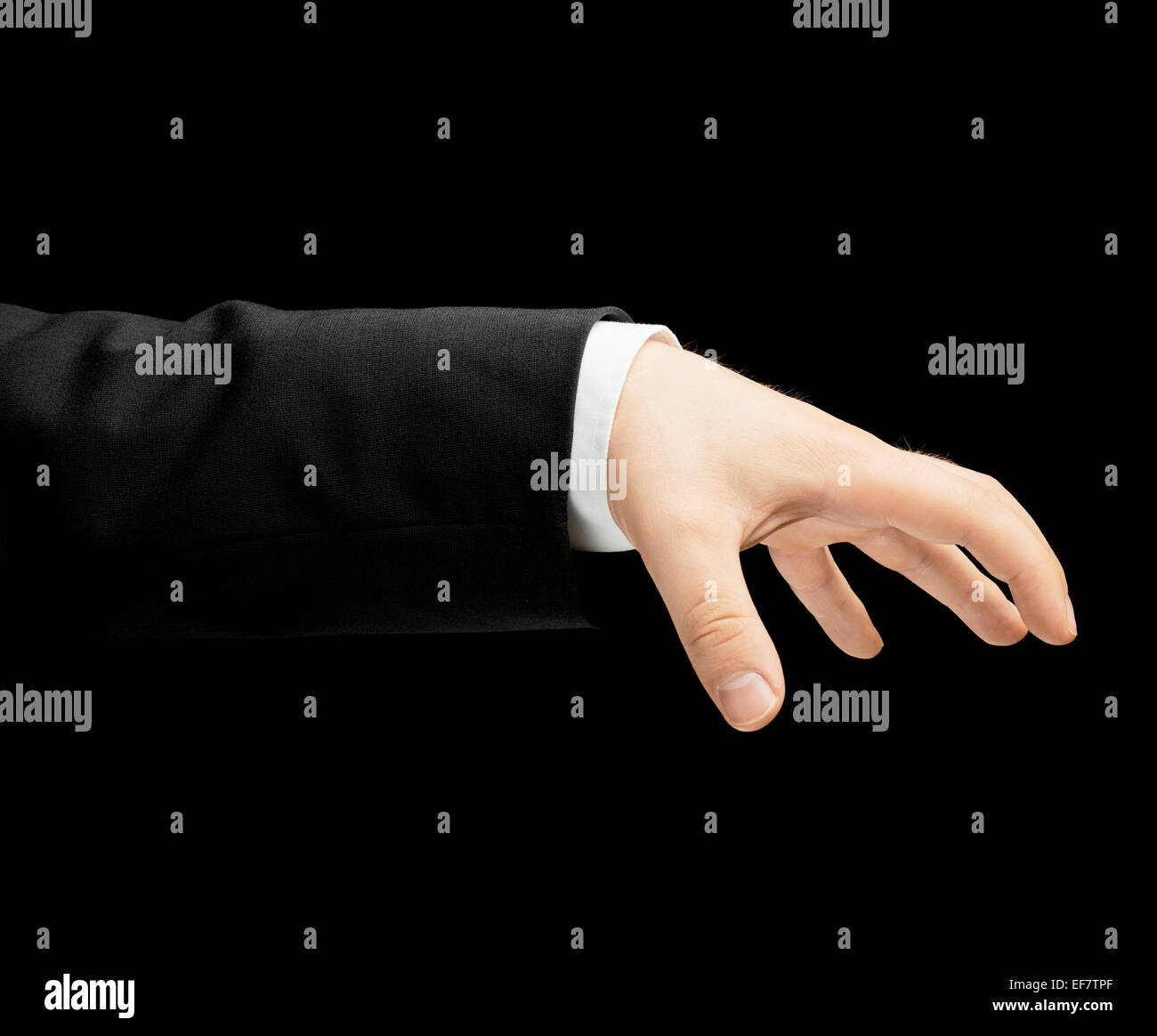 Caucasian male hand in a business suit isolated Stock Photo - Alamy