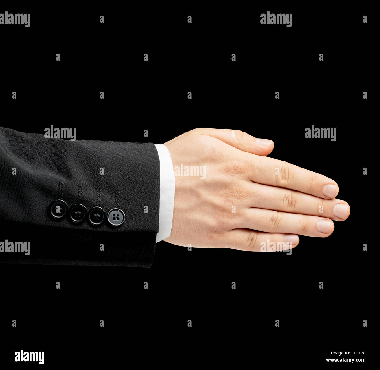Caucasian male hand in a business suit isolated Stock Photo - Alamy