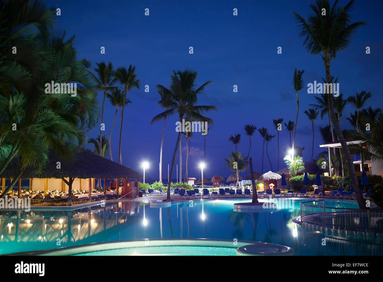 View of summer tropical resort at night Stock Photo - Alamy