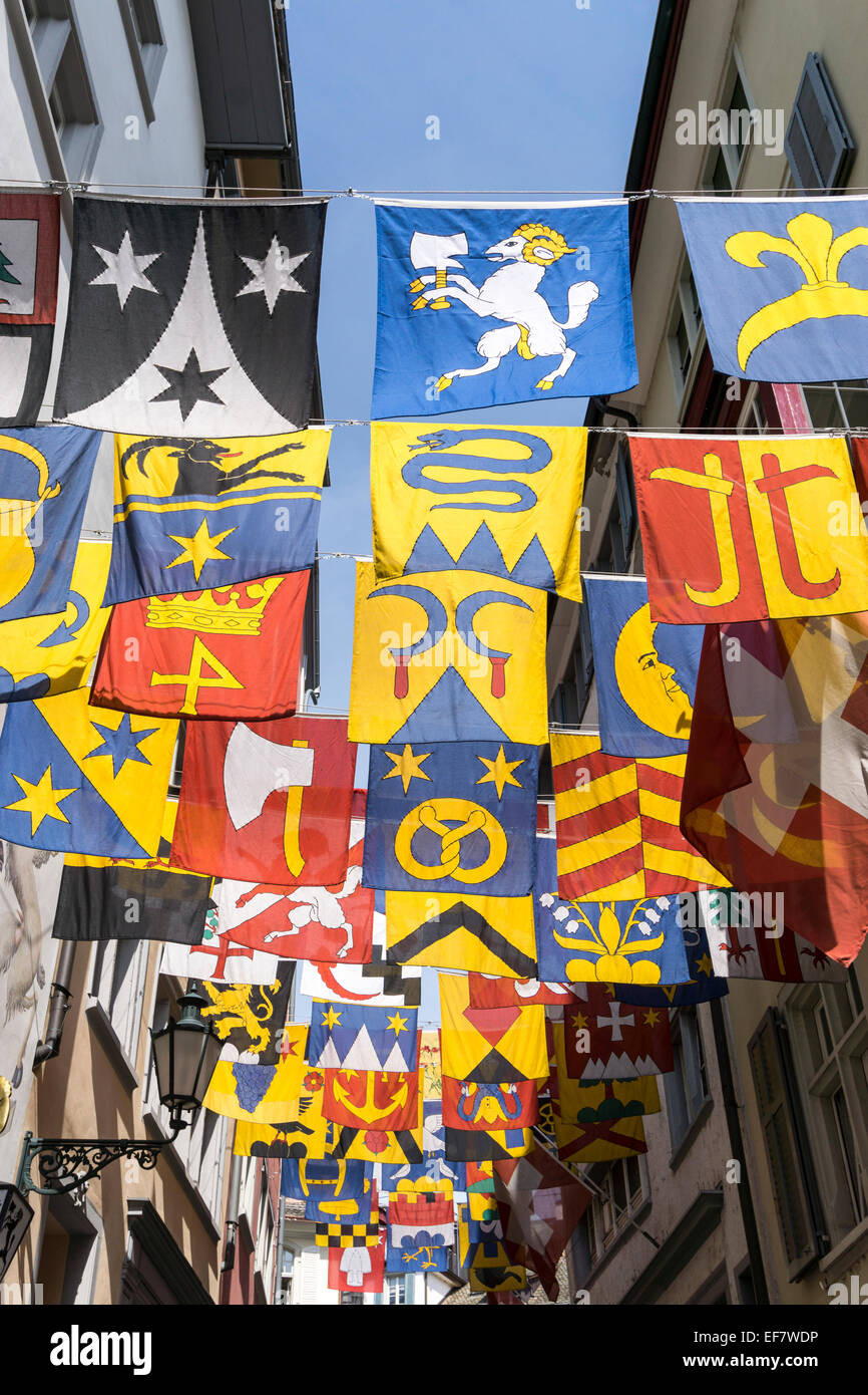 Flags of different Cantons, Zurich, Switzerland Stock Photo - Alamy