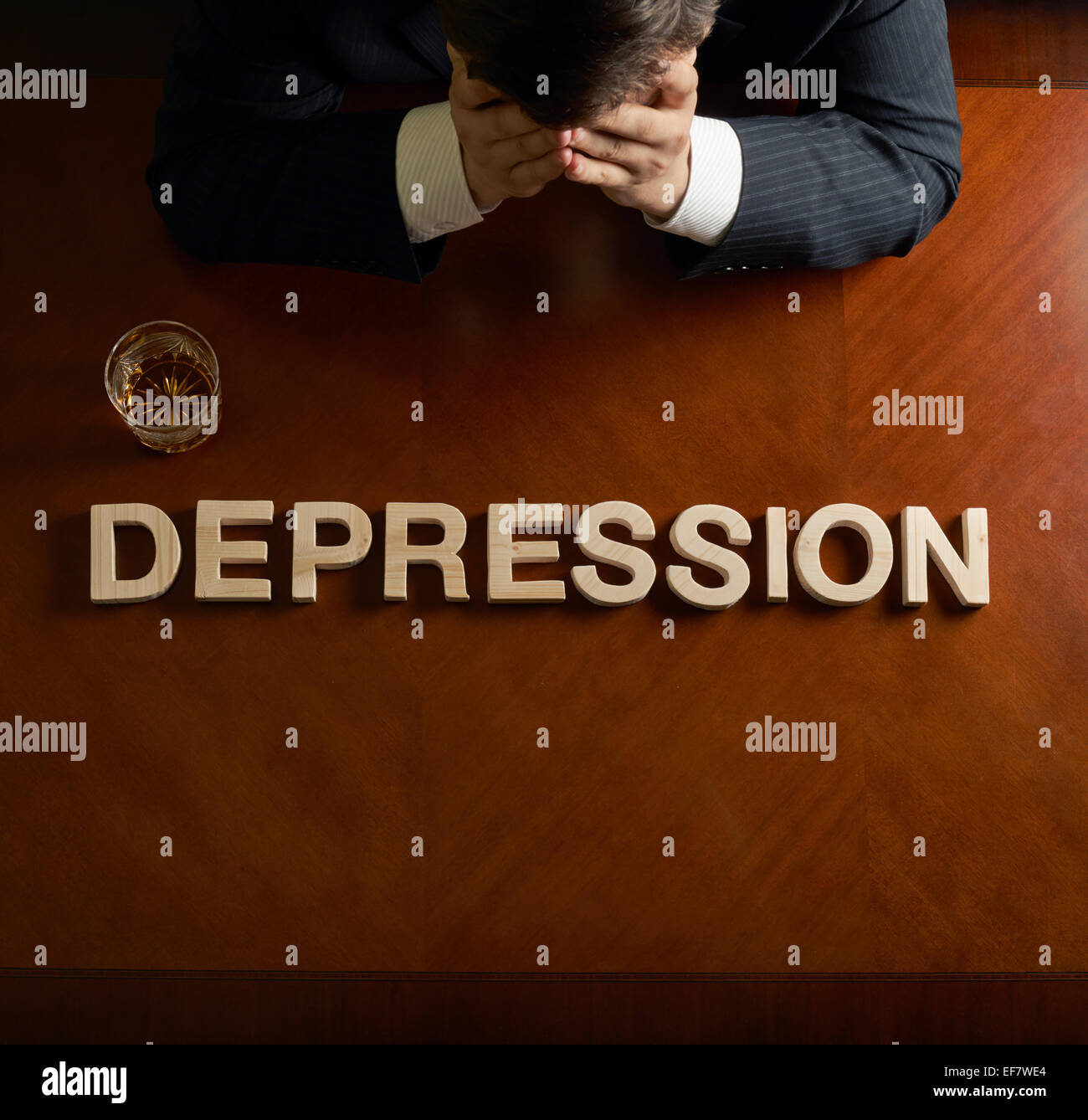 Word Depression and devastated man composition Stock Photo - Alamy
