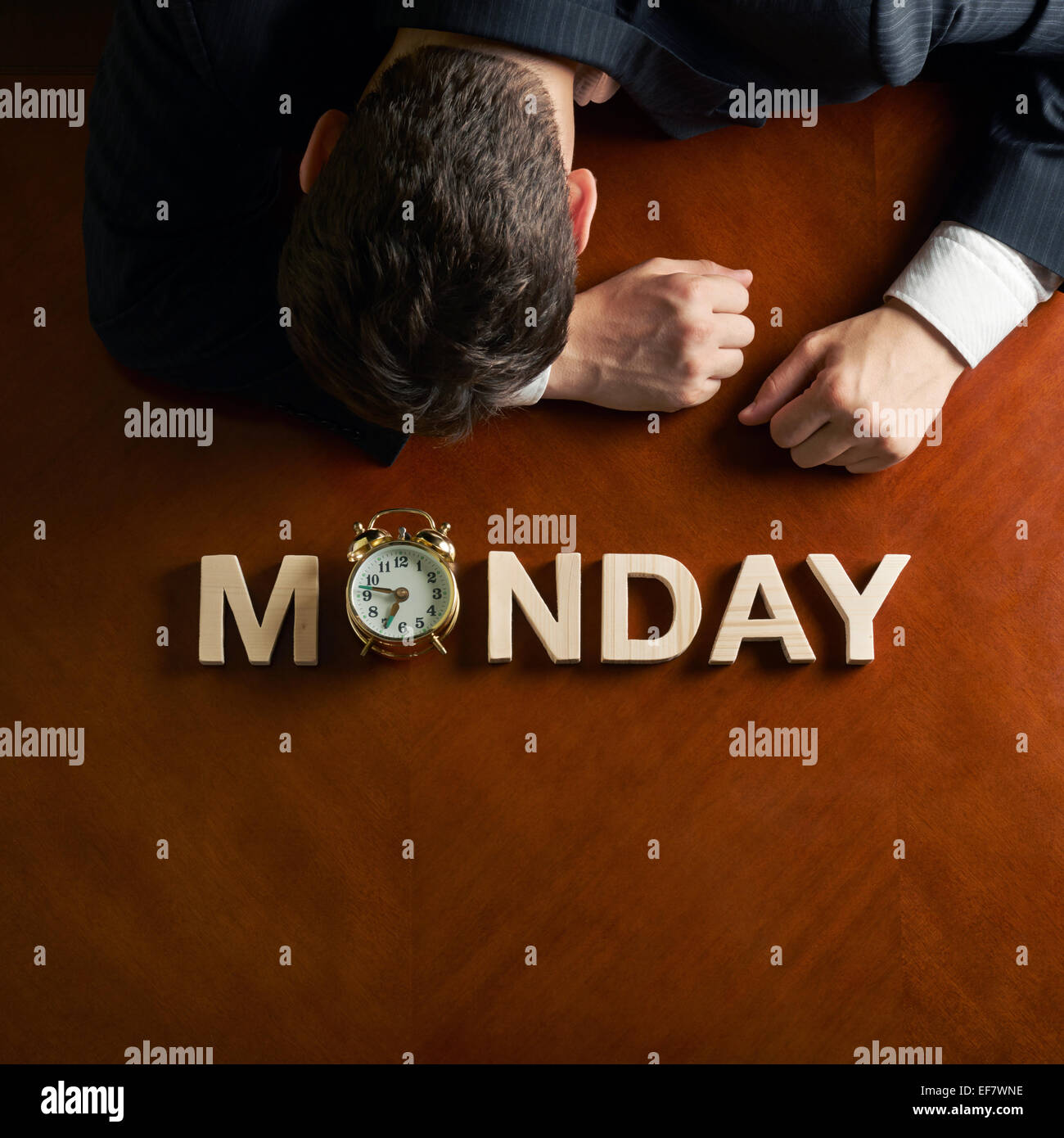 Word Monday and devastated man composition Stock Photo - Alamy