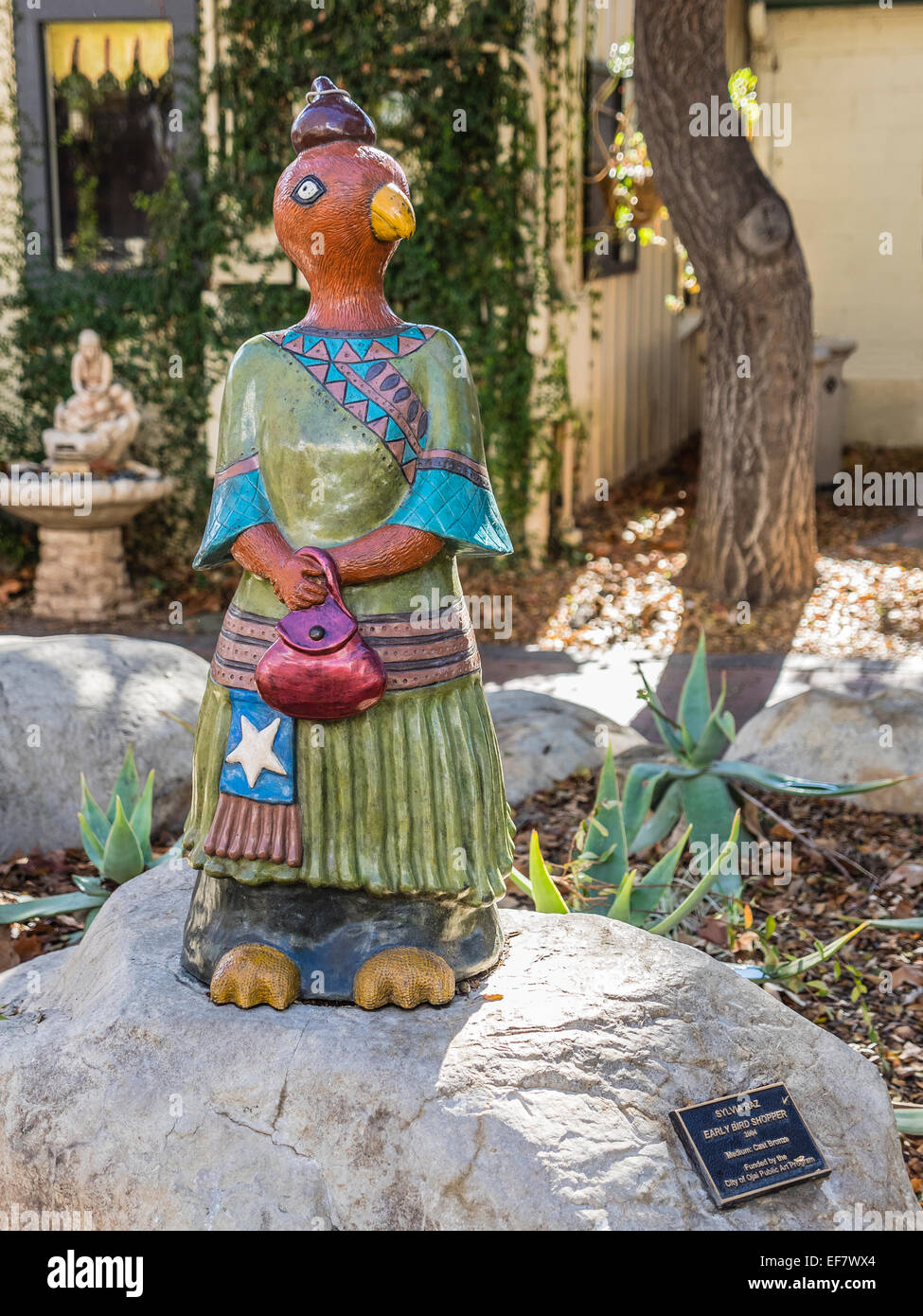 Polychrome bronze sculpture of the "Early Bird Shopper" by Sylva Raz on ...