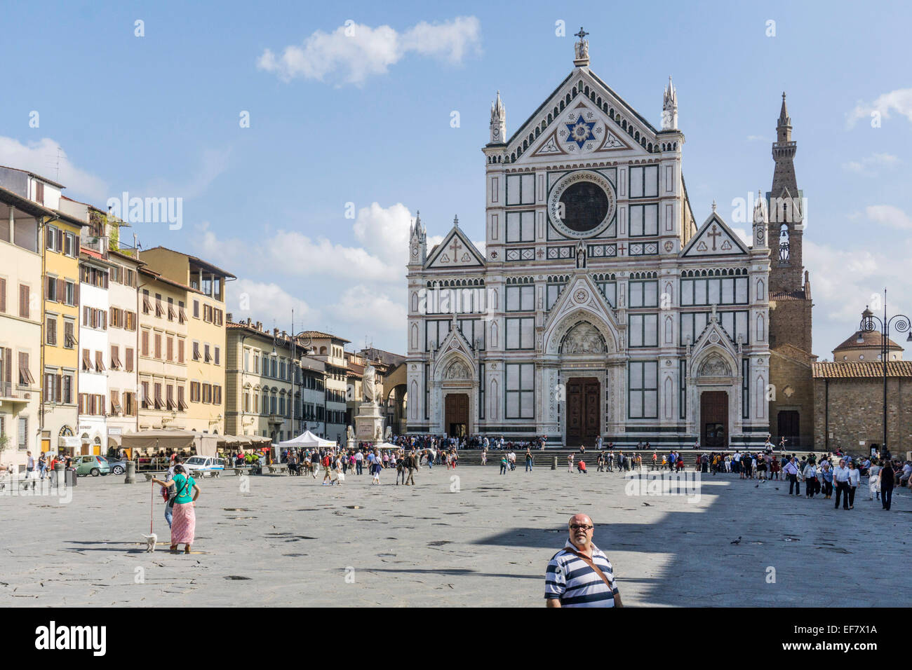 street scene people crowd piazza of magnificent Renaissance Franciscan ...