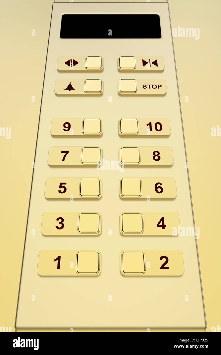 Elevator control panel with gold color Stock Photo - Alamy