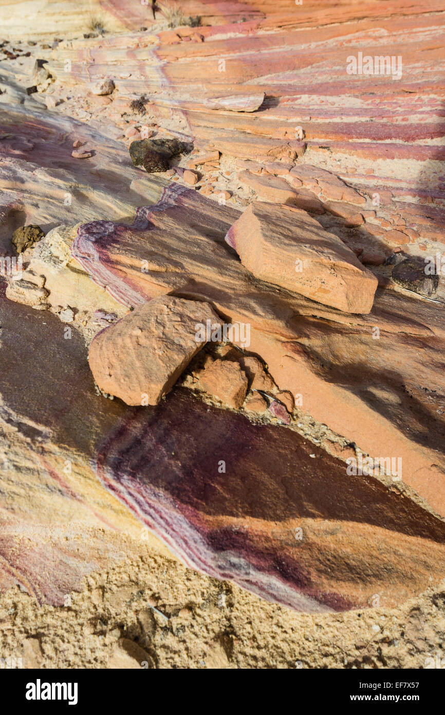 layers of eroded sandstone fin the desert of Nevada. Valley of Fire ...