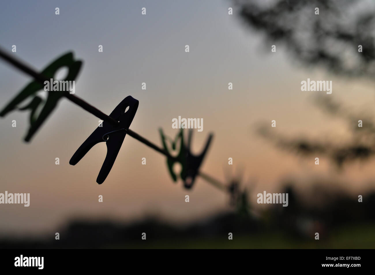 Sunset Washing Line Stock Photo - Alamy