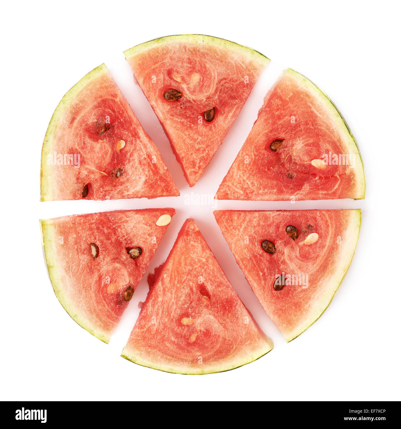 Watermelon circle cut in fragments Stock Photo - Alamy