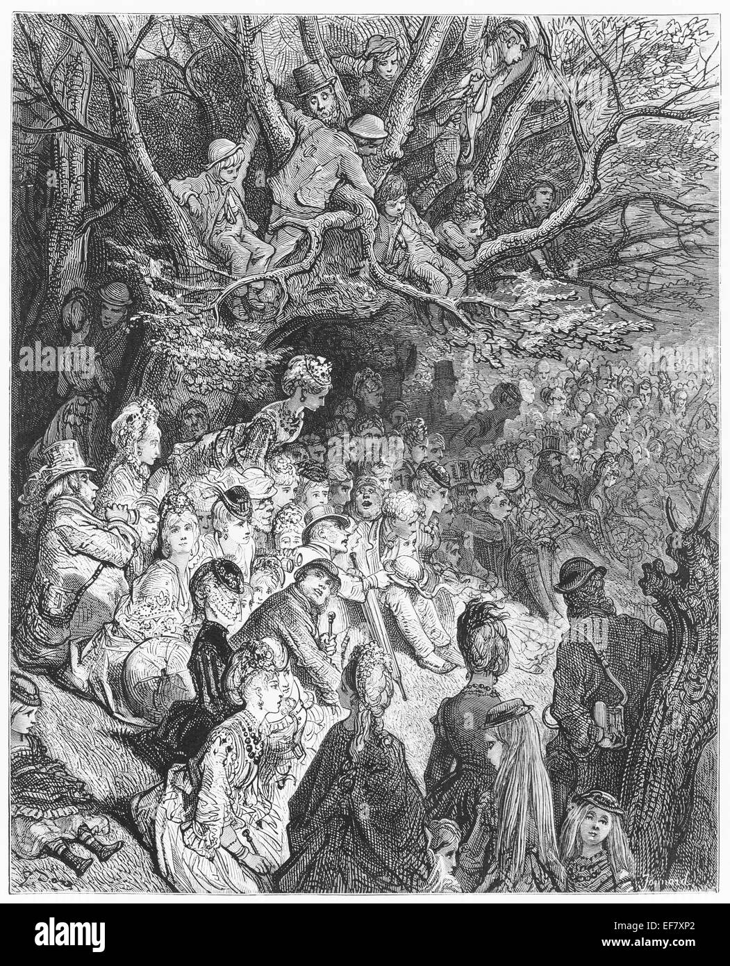 Riverbank under the Trees - Gustave Dore's London Stock Photo - Alamy
