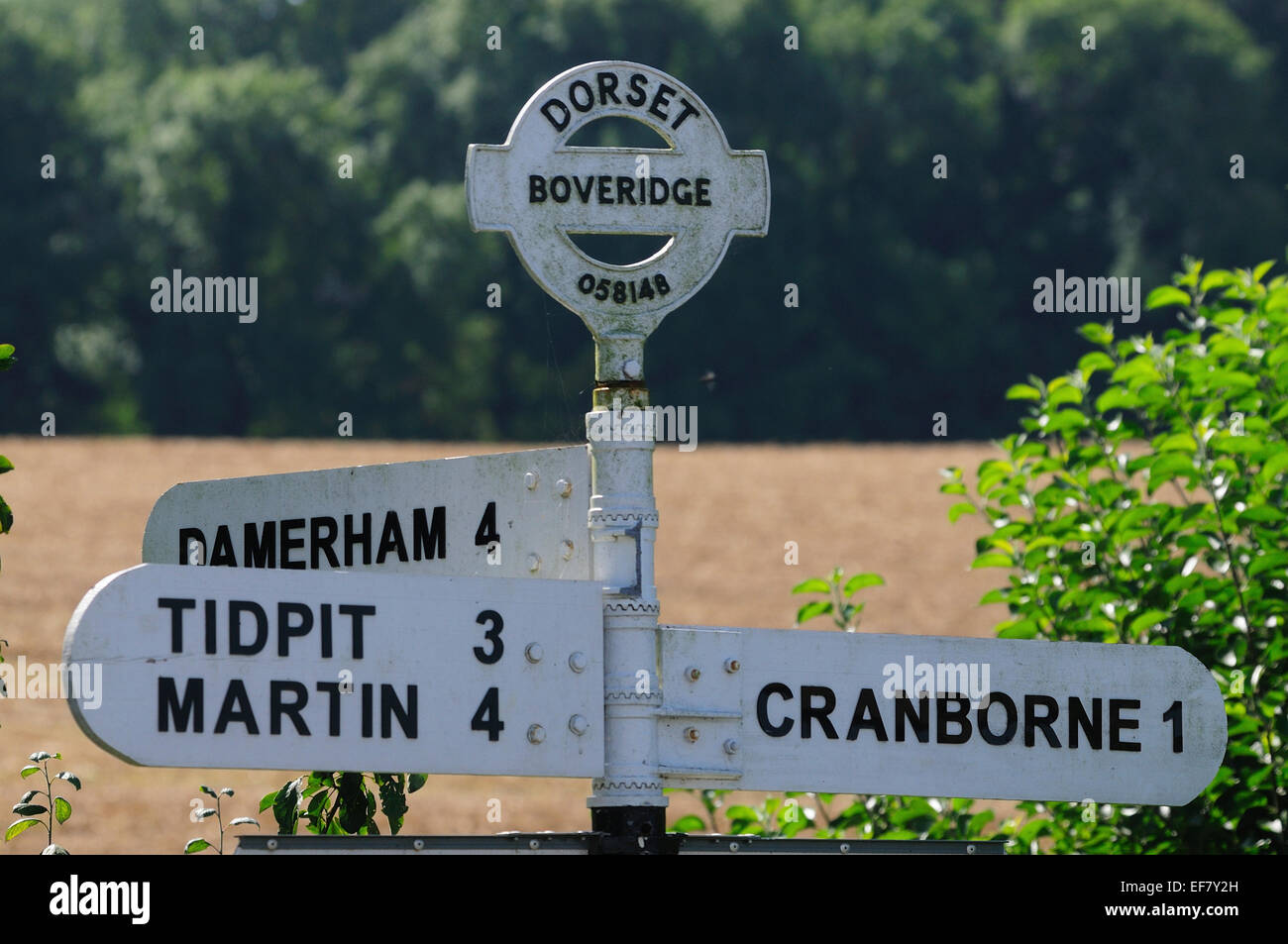 A traditional and unique Dorset fingerpost at Boveridge UK Stock Photo ...