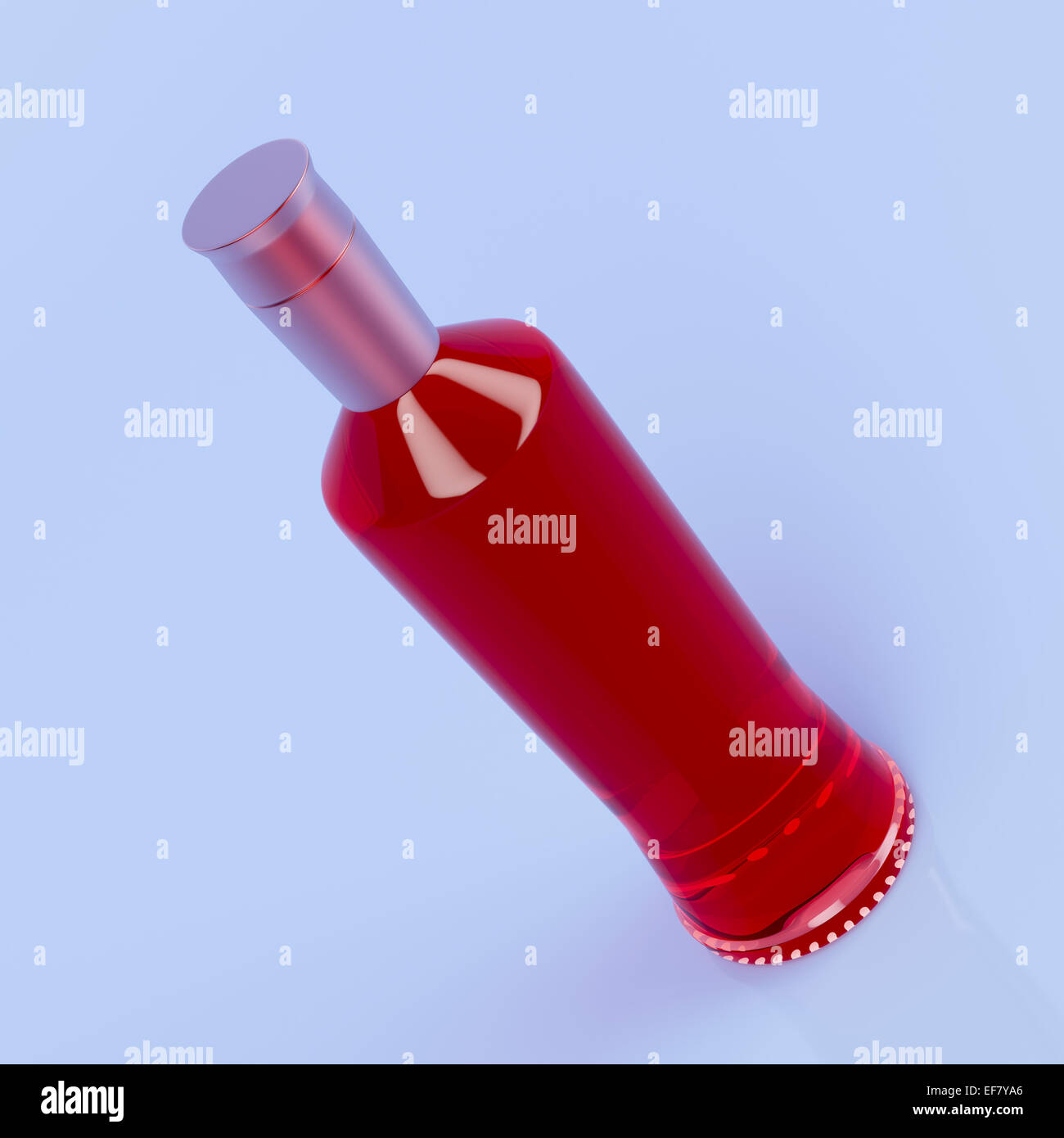 Red liqueur bottle on shiny blue background Stock Photo - Alamy