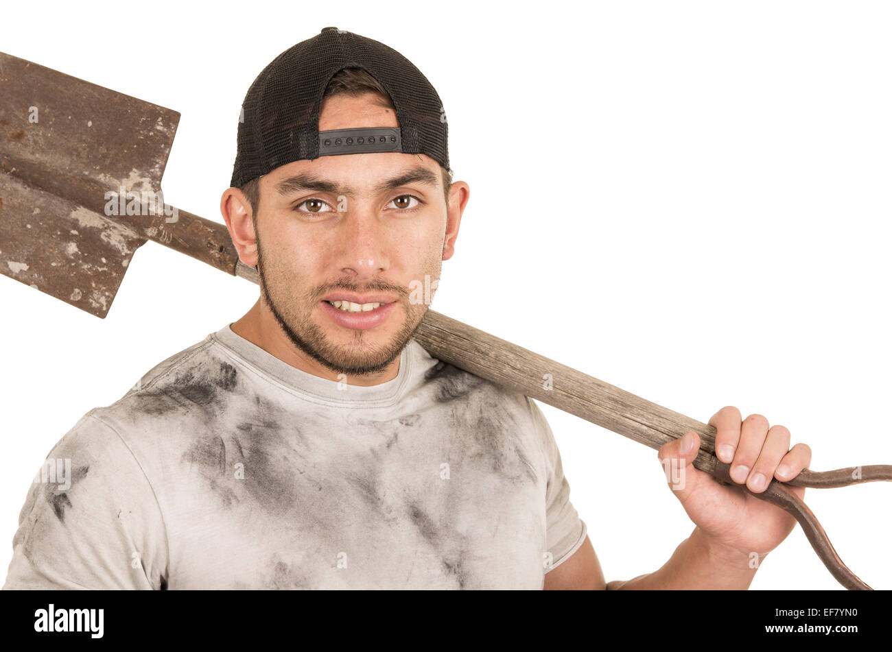 young muscular latin construction worker Stock Photo - Alamy