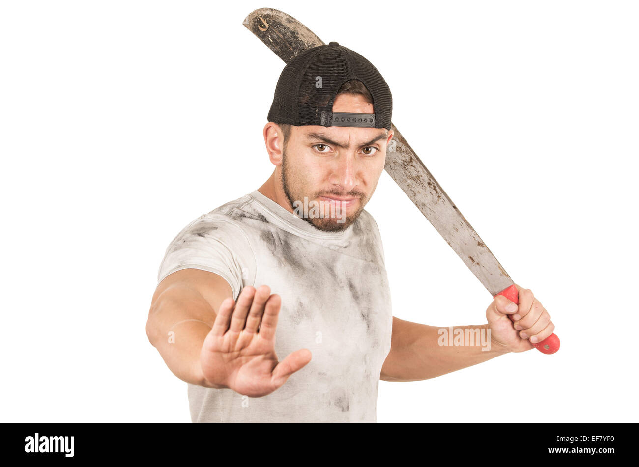 young muscular latin construction worker Stock Photo - Alamy