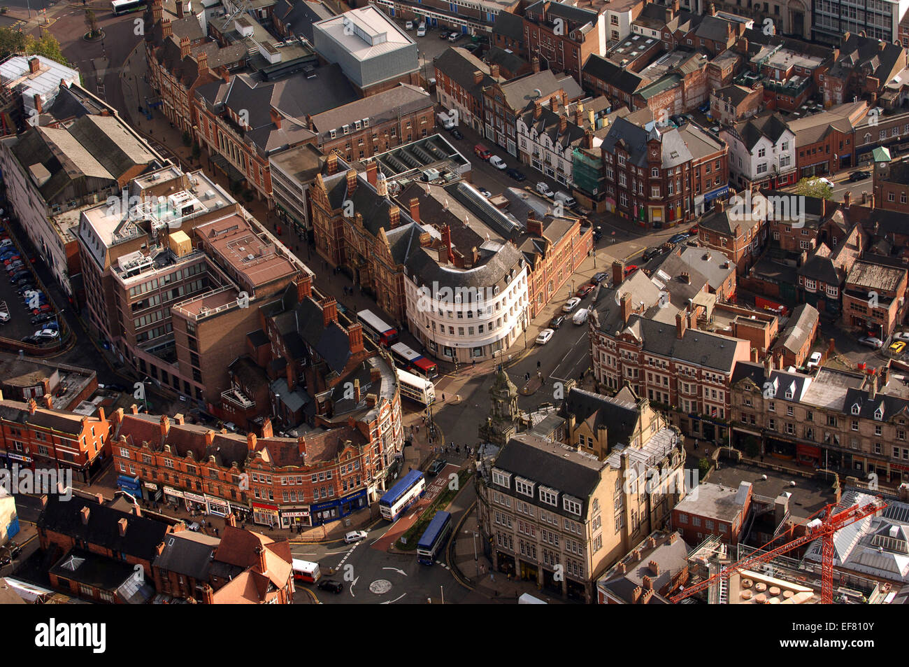 An aerial view of Wolverhampton City Centre at junction of Lichfield ...