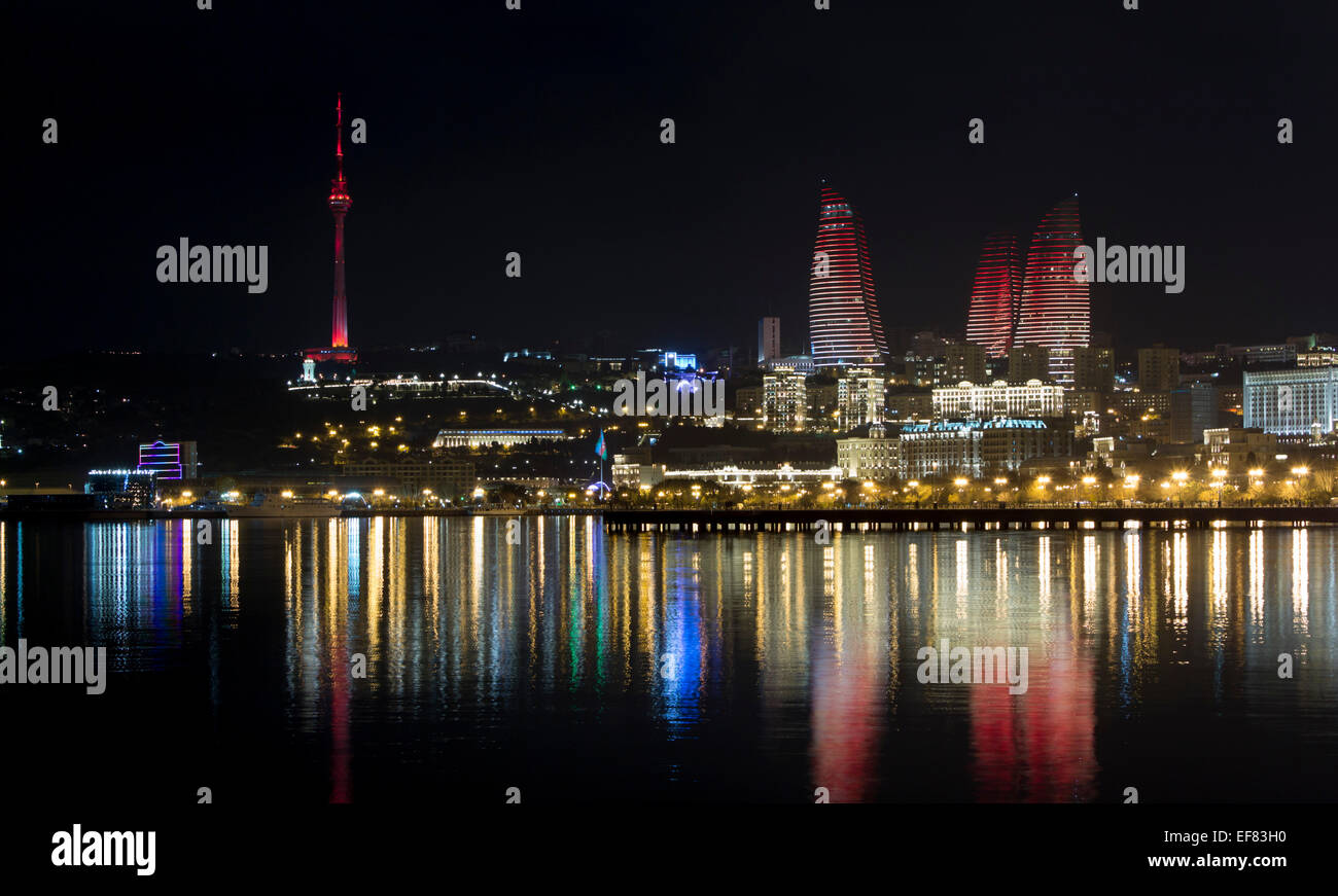 Night skyline baku azerbaijan hi-res stock photography and images - Alamy