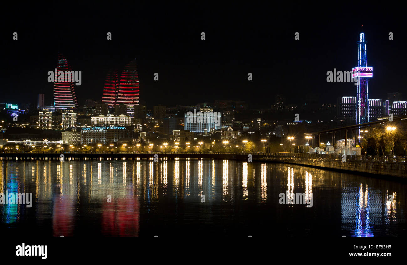 Night skyline baku azerbaijan hi-res stock photography and images - Alamy